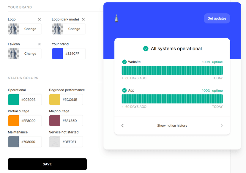 Customize your status page – Instatus Help