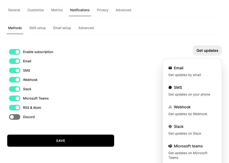 Discord notifications – Instatus Help