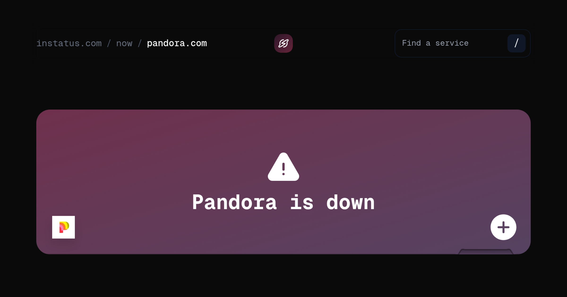 Down ba ang Pandora? · now/pandora.com – Instatus Now